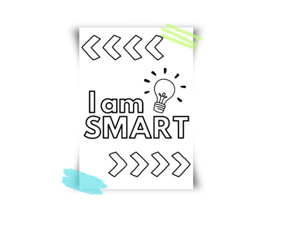 Affirmation Coloring Page-i Am Smart-adult Coloring Page-kid Color ...