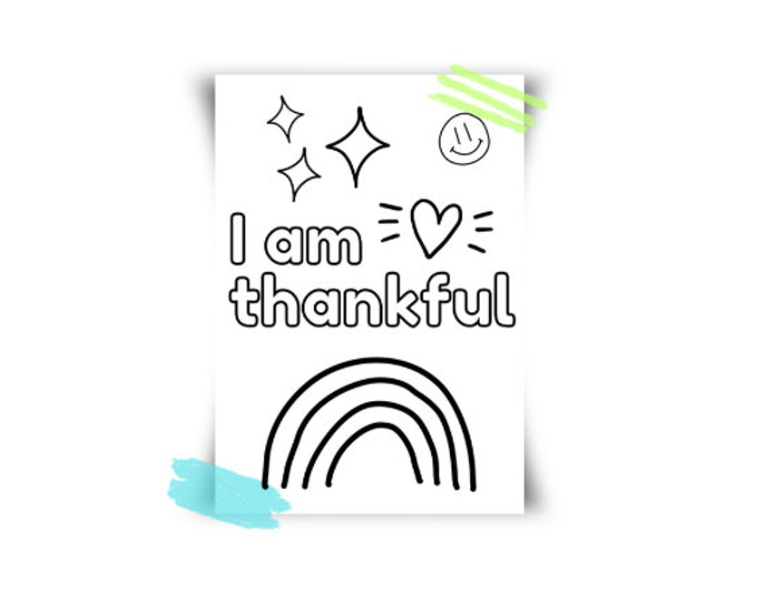 Affirmation Coloring Page-i Am Thankful-adult Coloring Page-kid Color ...