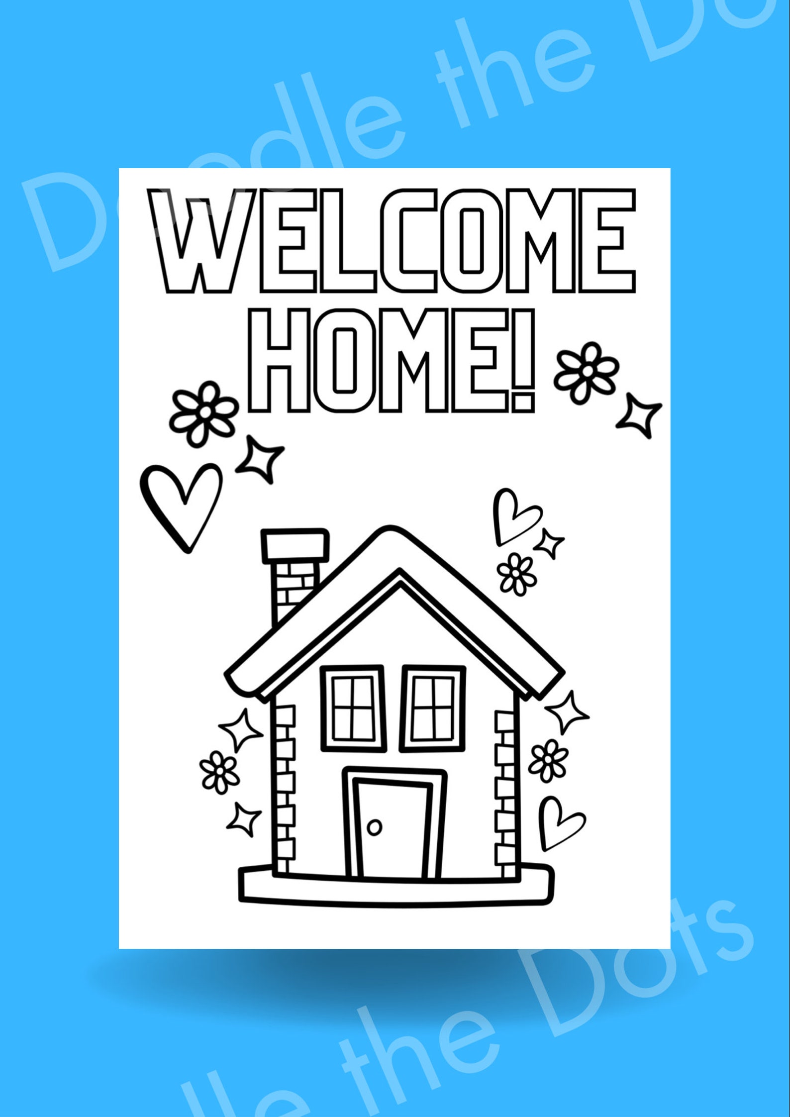 New Home Coloring Sheet-adult and Child- Welcome Home-open House ...