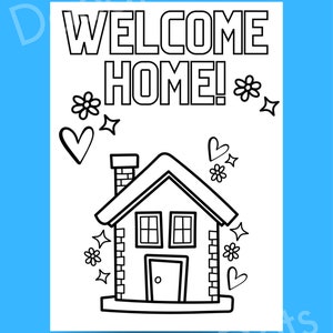 New Home Coloring Sheet-adult and Child- Welcome Home-open House ...