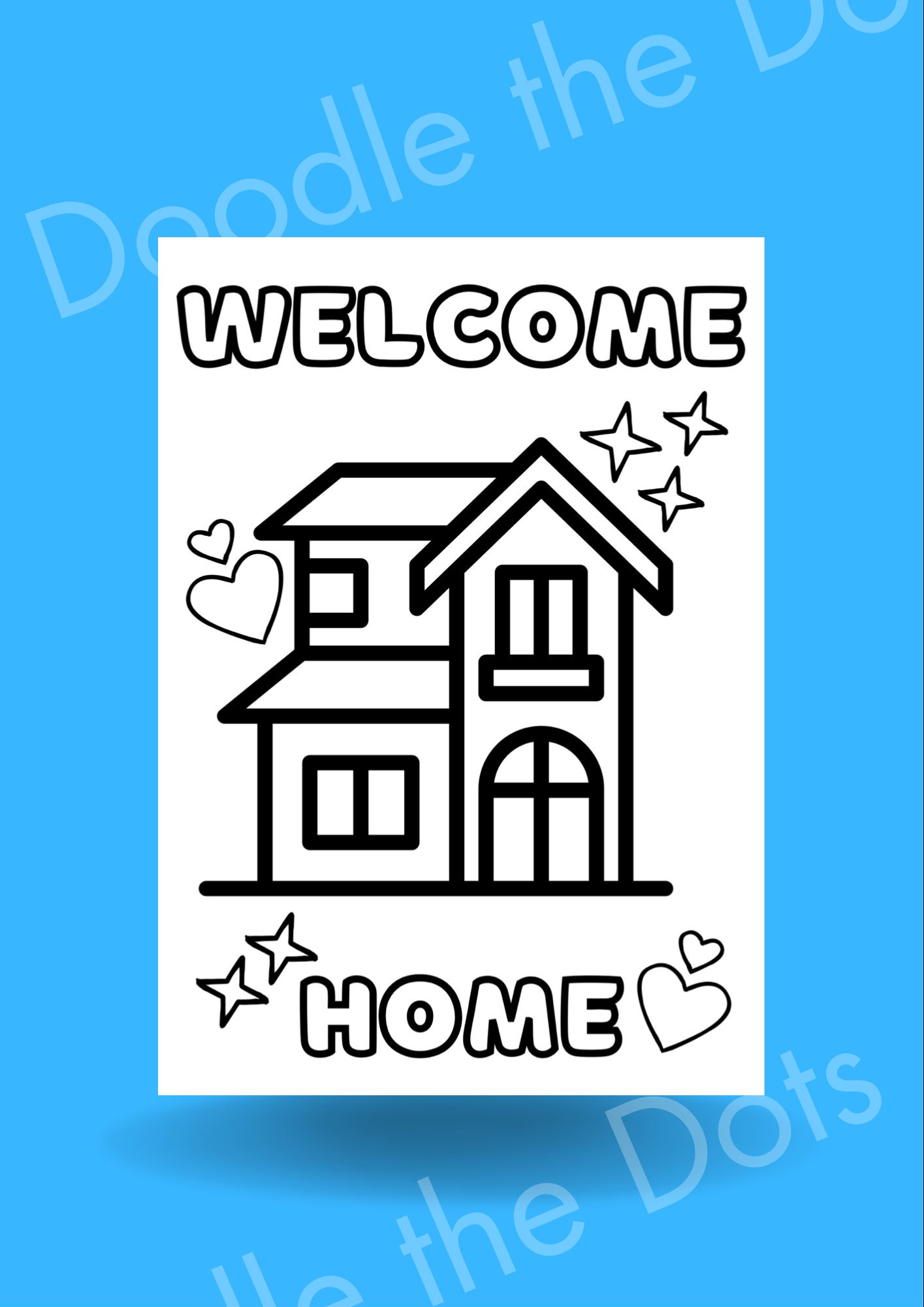 New Home Coloring Sheet-adult and Child- Welcome Home-open House ...