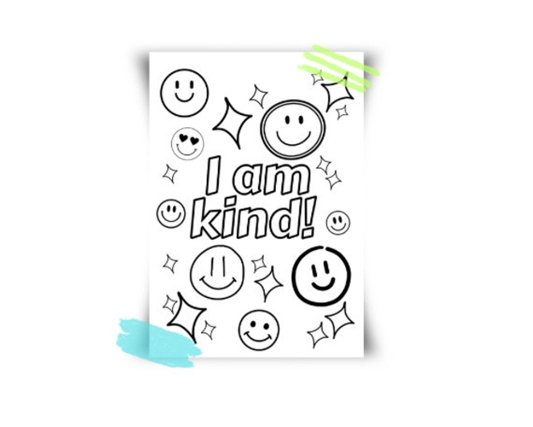 Affirmation Coloring Page-i Am Kind-adult Coloring Page-kid Color Sheet ...
