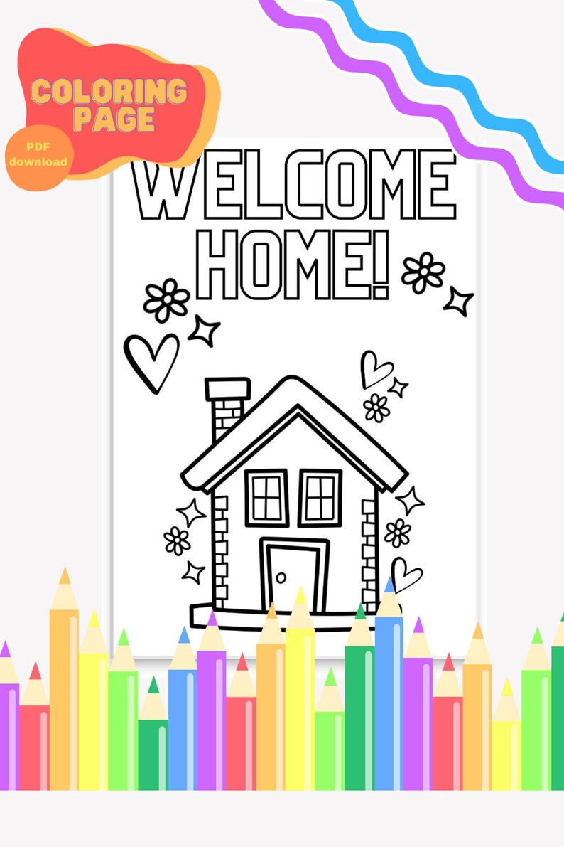New Home Coloring Sheet-adult and Child Welcome Home-open - Etsy