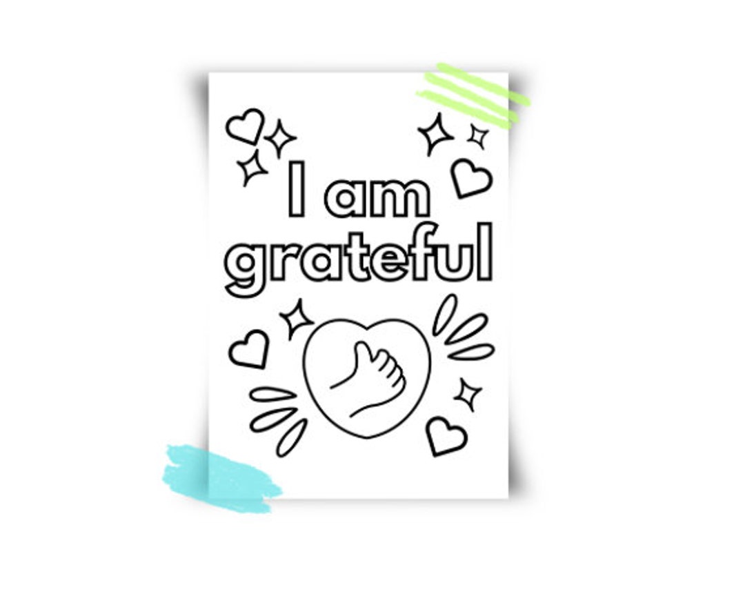 Affirmation Coloring Page-i Am Grateful-adult Coloring Page-kid Color ...