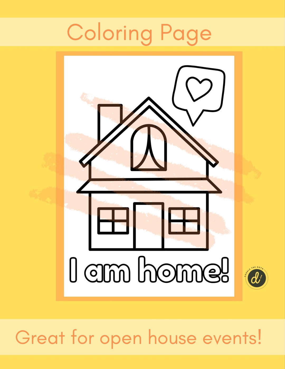 New Home Coloring Page | Realtor Gift | Open House Activity | Printable ...