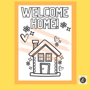 New Home Coloring Sheet-adult and Child- Welcome Home-open House ...