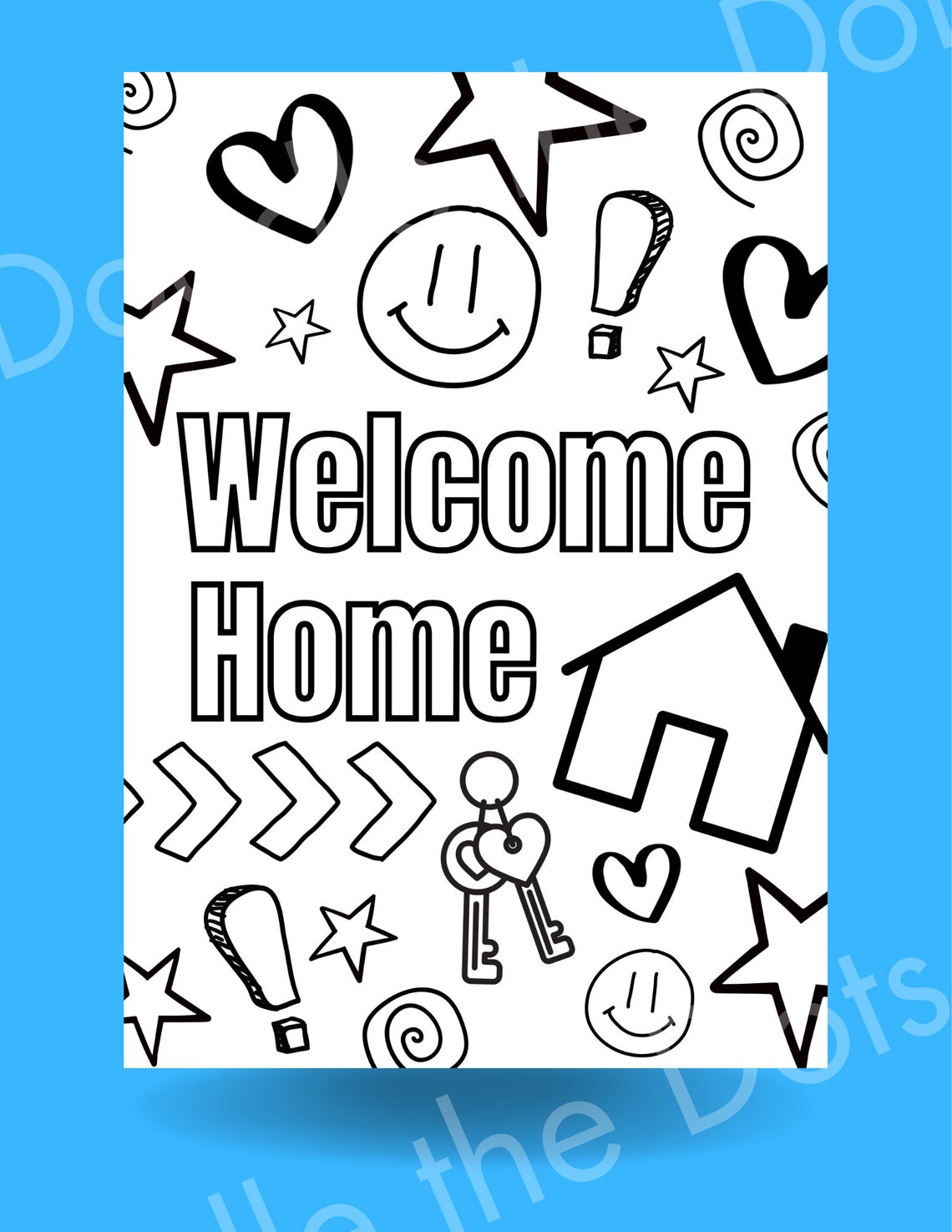 New Home Coloring Sheet-welcome Home-open House Coloring - Etsy