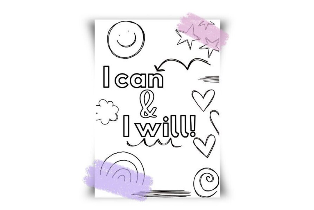 Affirmation Coloring Page-i Can and I Will-adult Coloring - Etsy