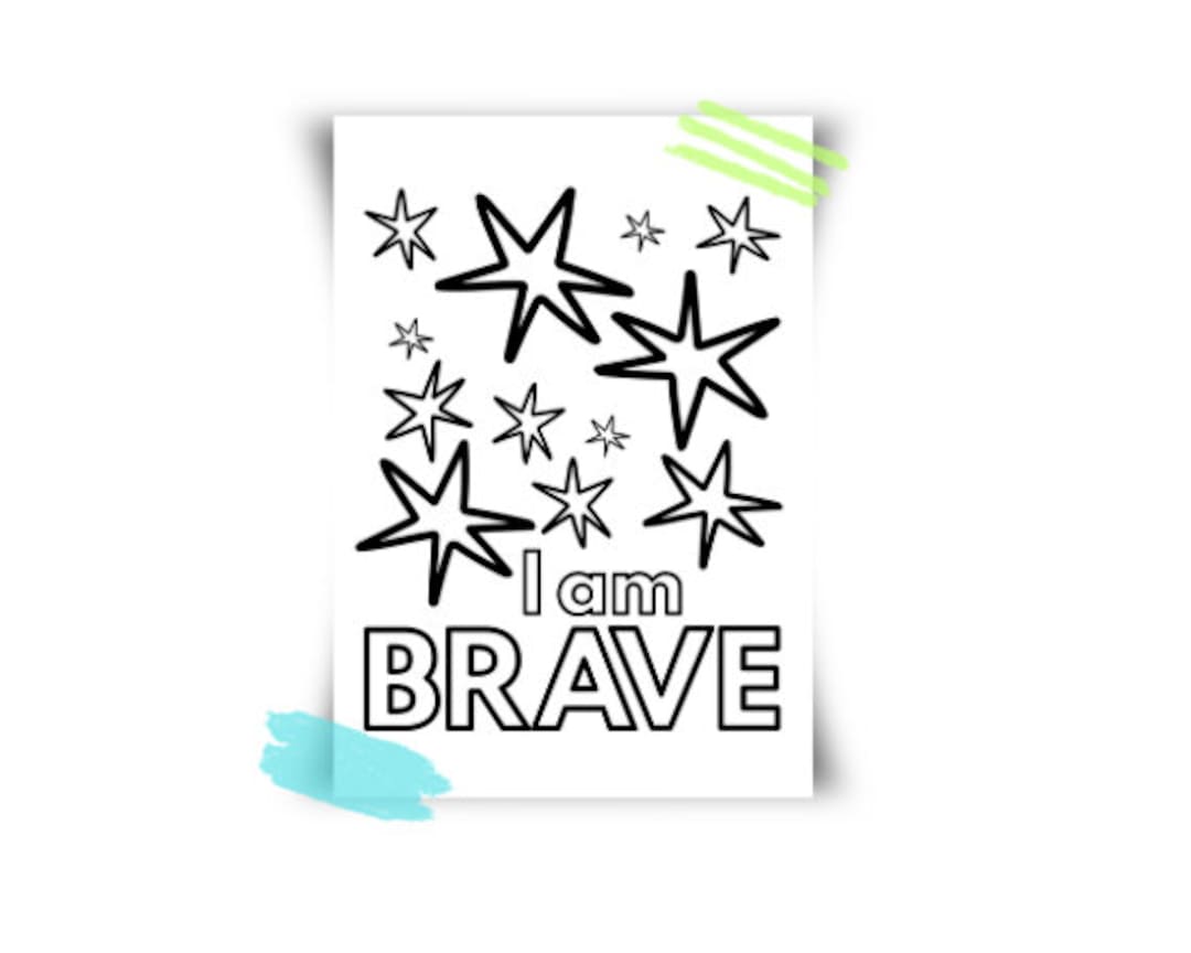Affirmation Coloring Page-i Am Brave-adult Coloring Page-kid Color ...
