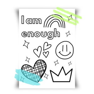 Affirmation Coloring Page-i Am Enough-adult Coloring Page-kid Color ...