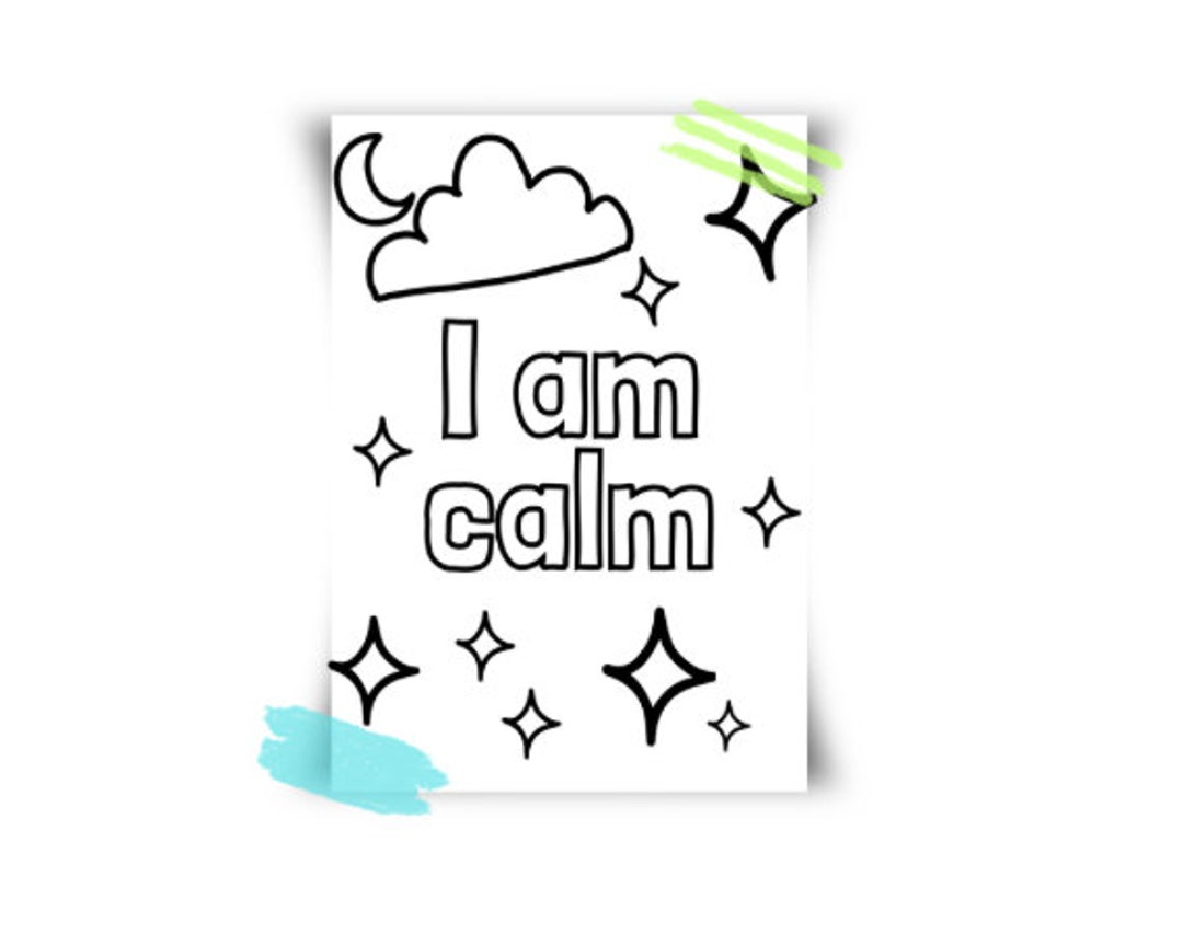 Affirmation Coloring Page-i Am Calm-adult Coloring Page-kid Color Sheet ...