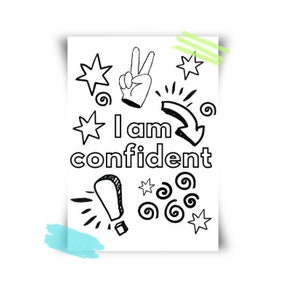 Affirmation Coloring Page-i Am Confident-adult Coloring Page-kid Color ...