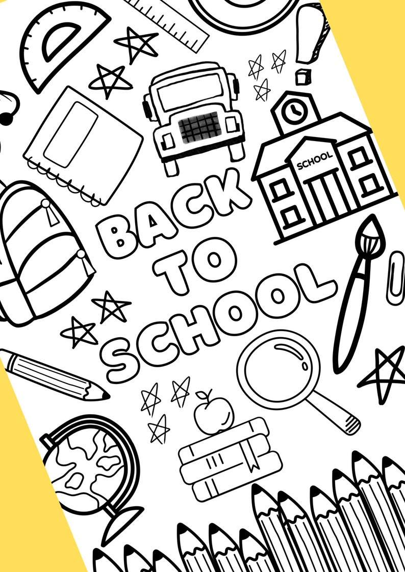 Back to School Large Coloring Poster Instant Download - Etsy