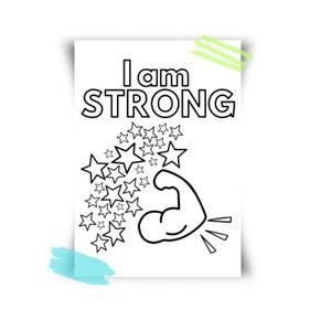 Affirmation Coloring Page-i Am Strong-adult Coloring Page-kid Color ...