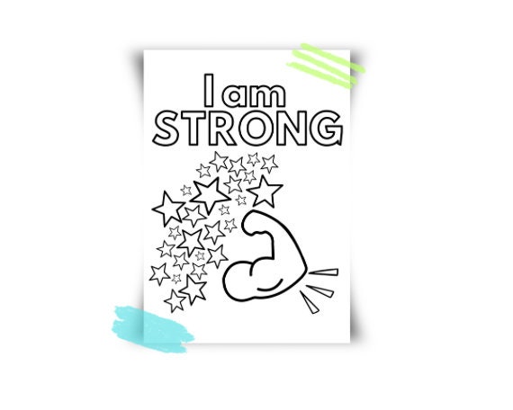 Affirmation Coloring Page-i Am Strong-adult Coloring Page-kid Color ...