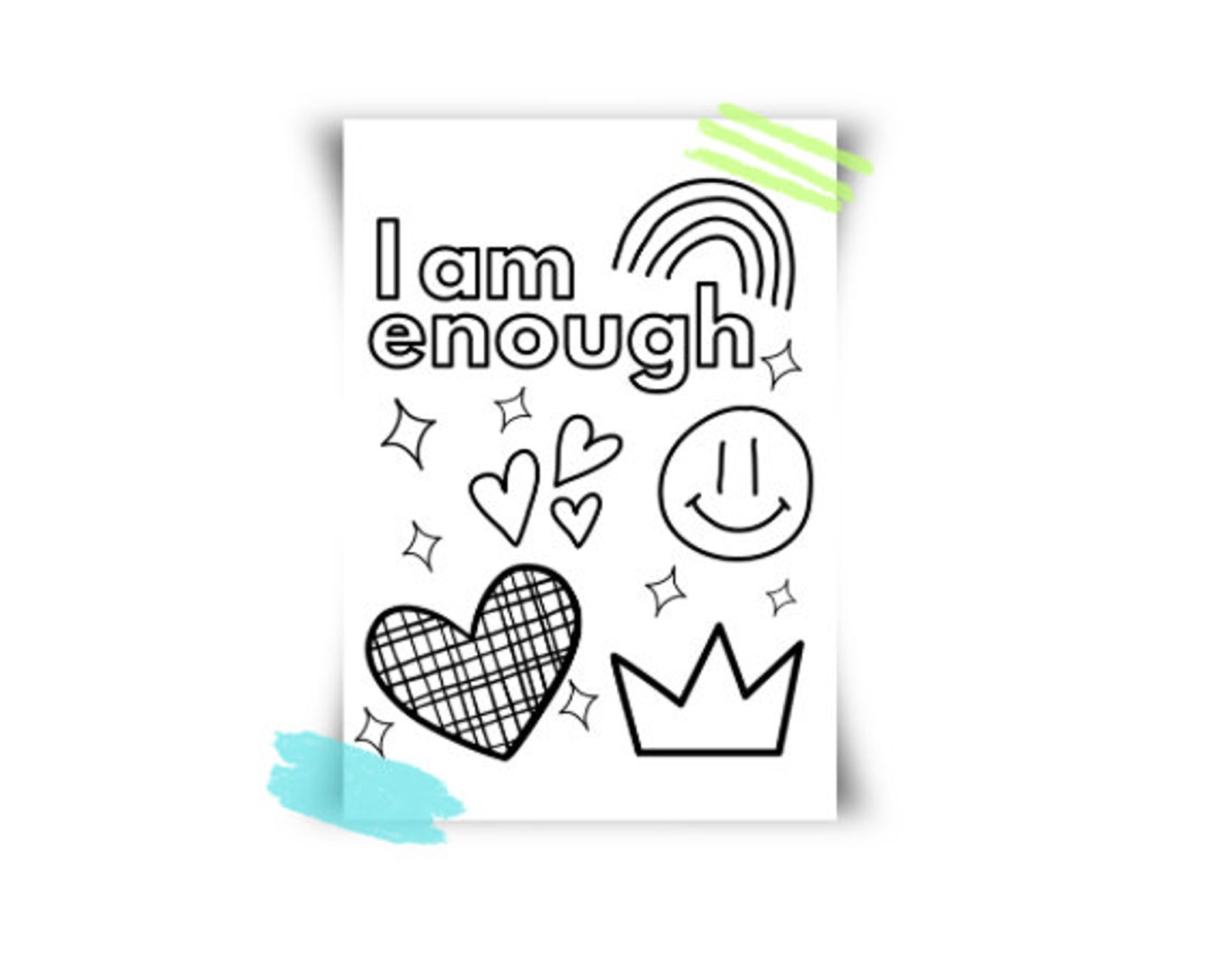 Affirmation Coloring Page-i Am Enough-adult Coloring Page-kid Color ...