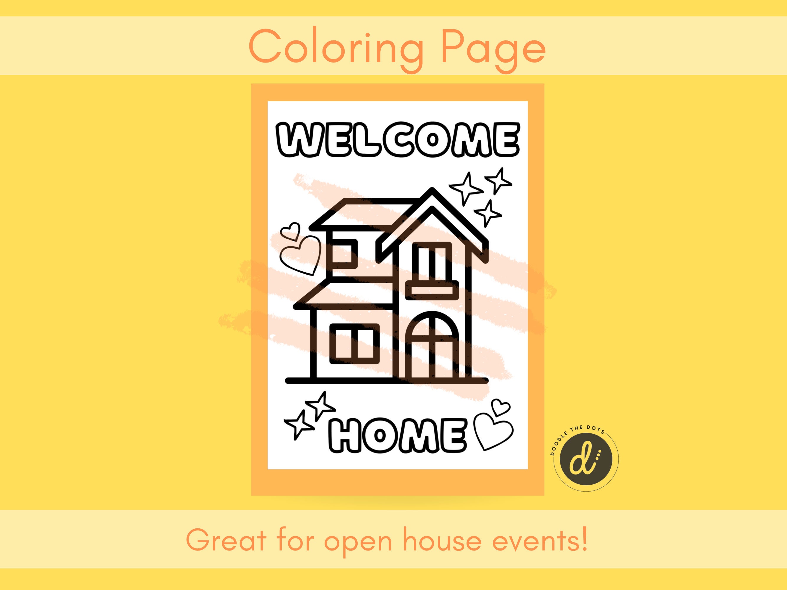 New Home Coloring Sheet-adult and Child- Welcome Home-open House ...