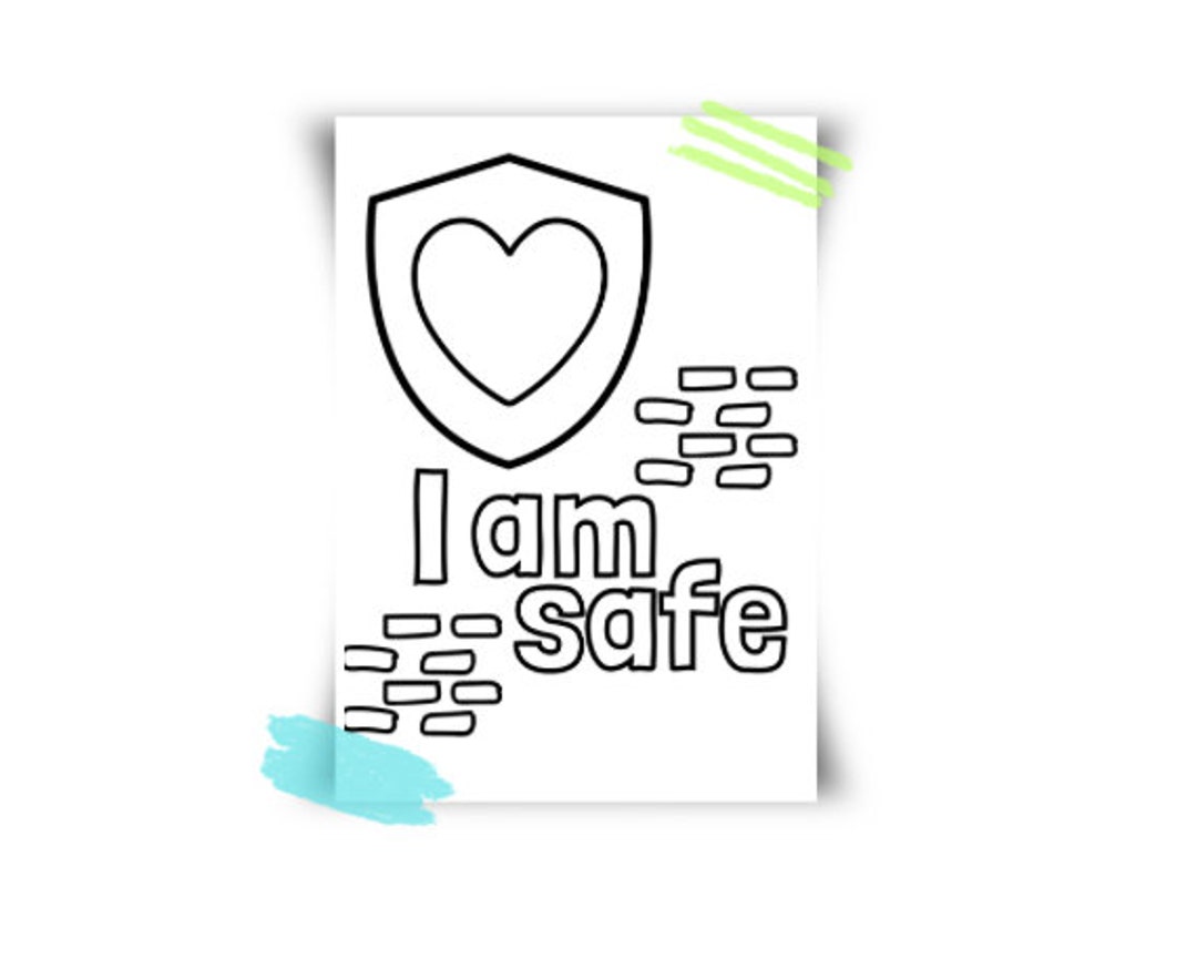Affirmation Coloring Page-i Am Safe-adult Coloring Page-kid Color Sheet ...