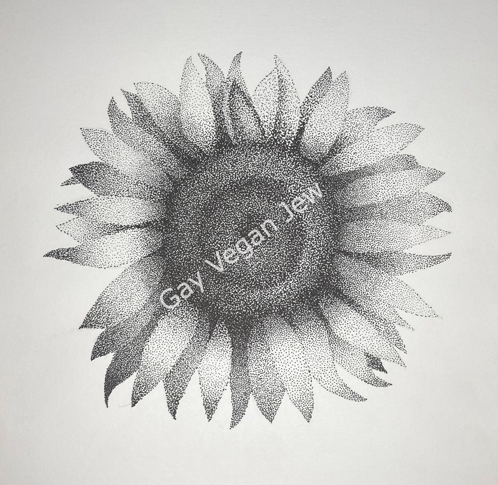 Printable Hand-drawn Dotted Sunflower Print for PDF File for - Etsy