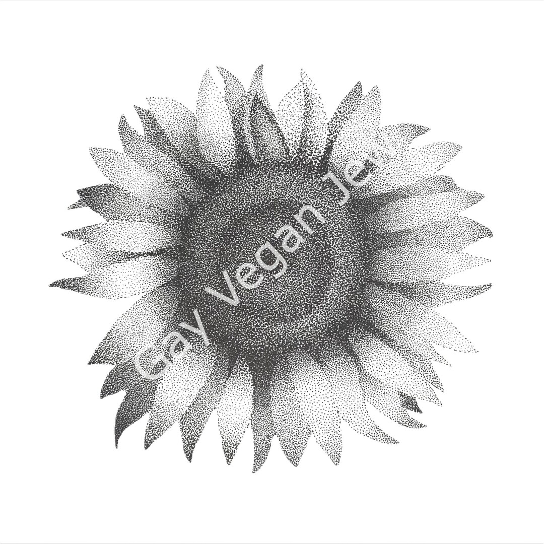 Printable Hand-drawn Dotted Sunflower Print for PDF File for - Etsy