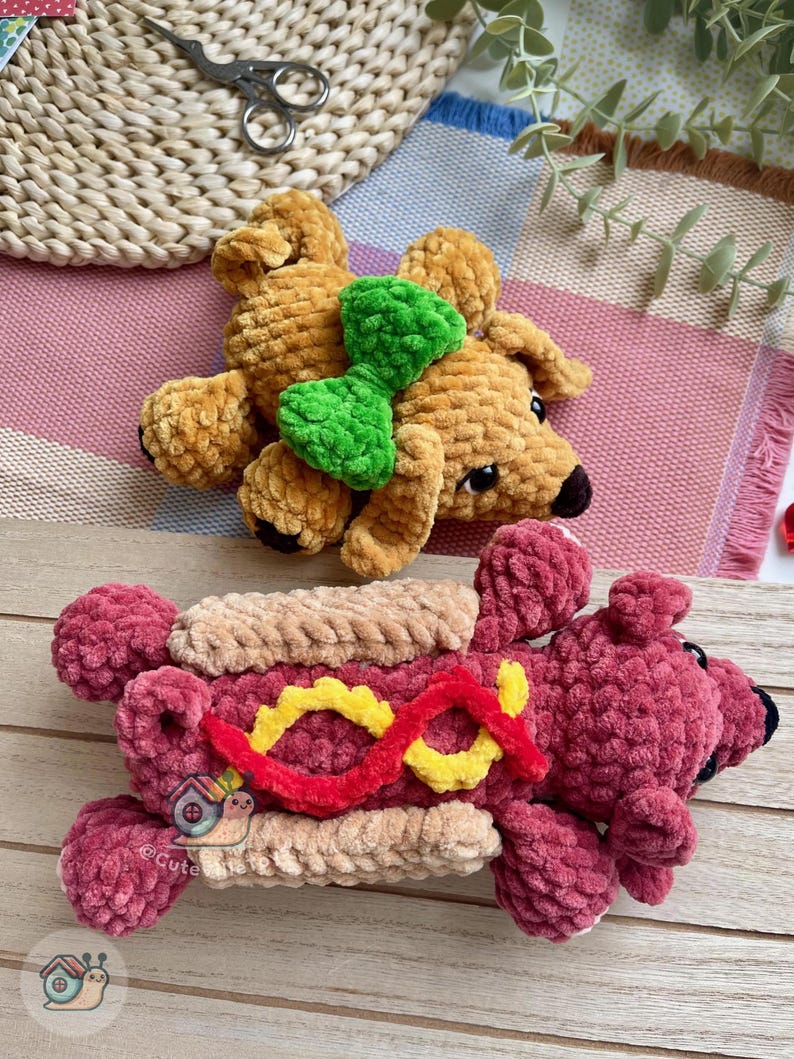 Crochet Dog Pattern, Dachshund Amigurumi PDF, Chunky Yarn Puppy Plush ...