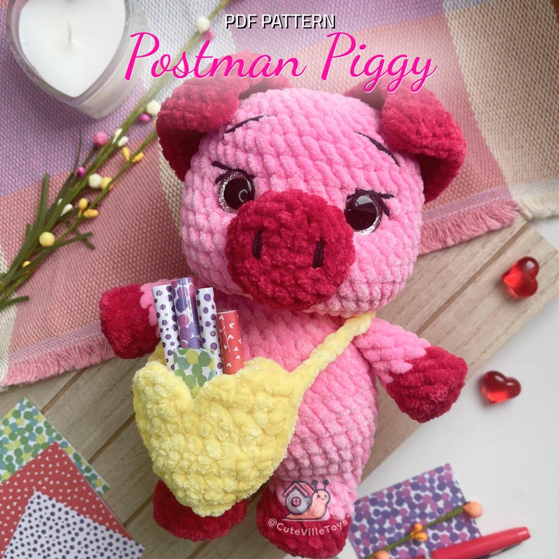 Postman Piggy Crochet Pattern - Amigurumi Plush Toy (PDF in English) - Etsy