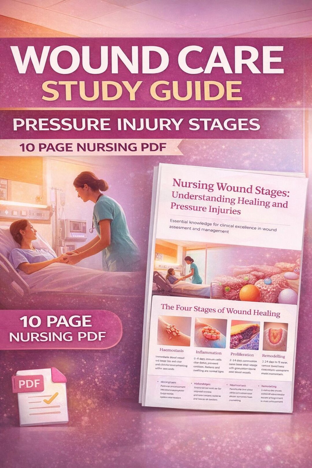 Wound Care Nursing Study Guide | Pressure Injury Stages, Healing Phases ...