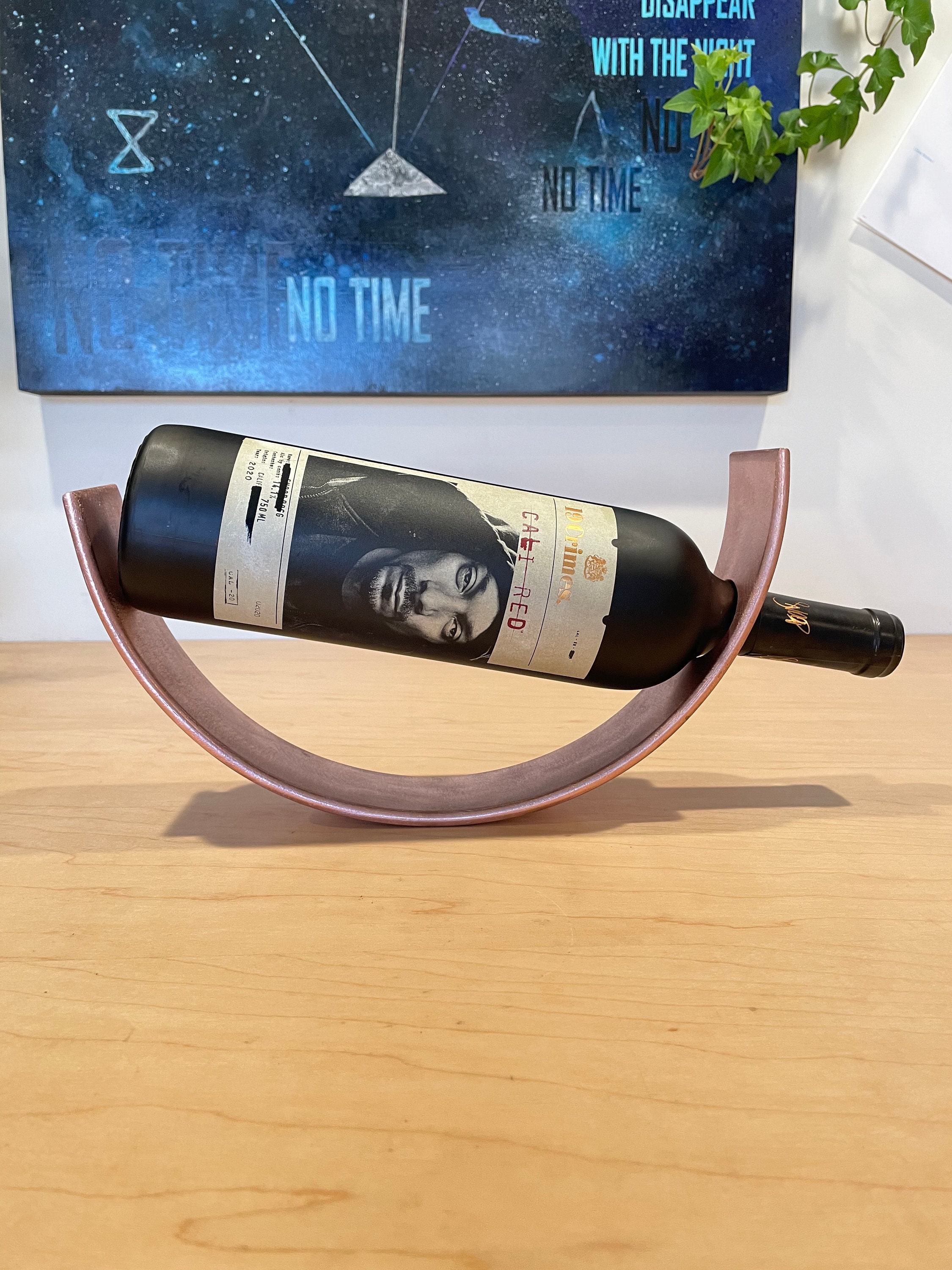 Crescent Solid Copper Table Wine Bottle Holder - Etsy