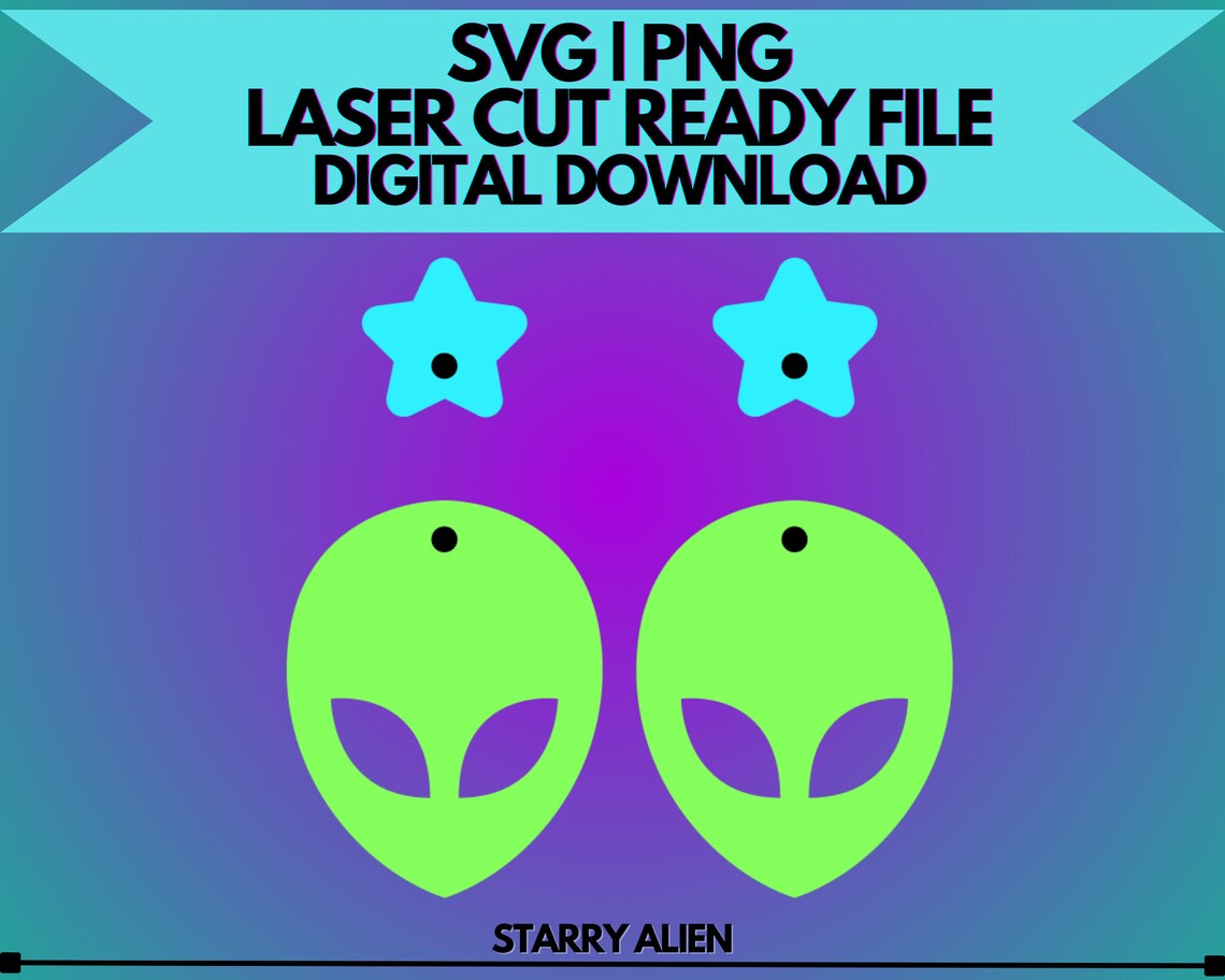 Starry Alien SVG & PNG Digital File Only for Laser Cutting and More - Etsy