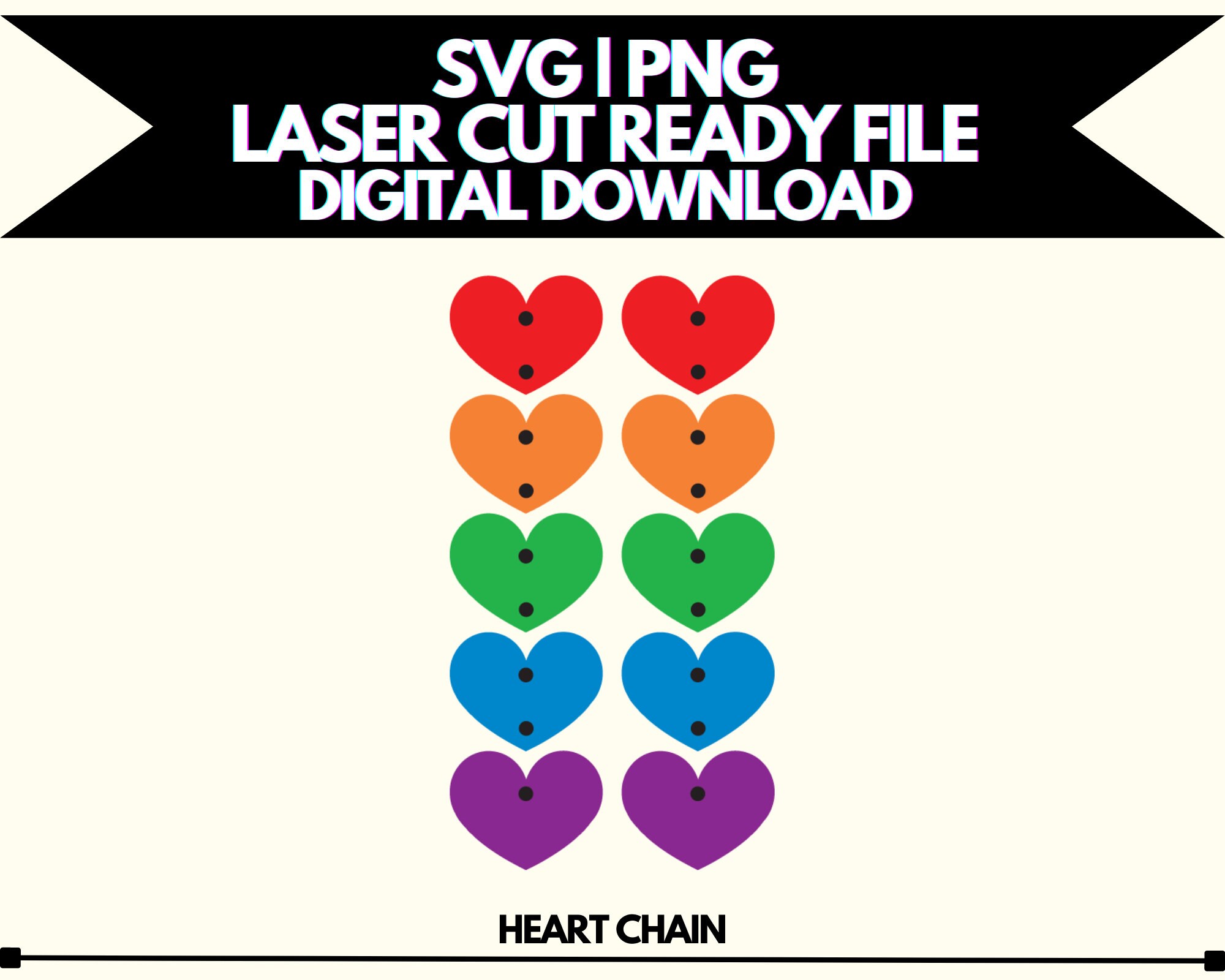 Heart Chain SVG & PNG Digital File Only for Laser Cutting - Etsy
