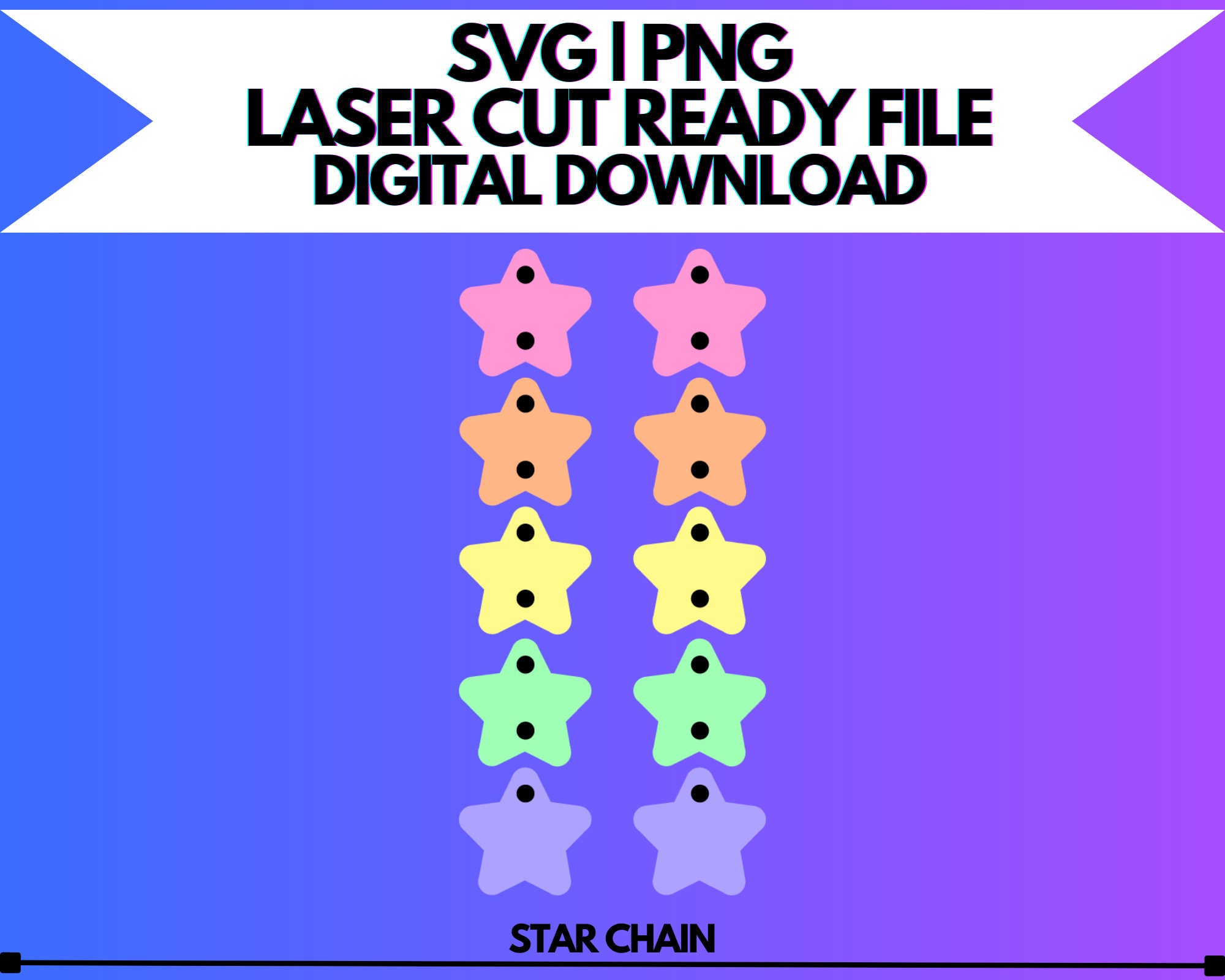 Star Chain SVG & PNG | Digital File Only! for Laser Cutting and More - Etsy