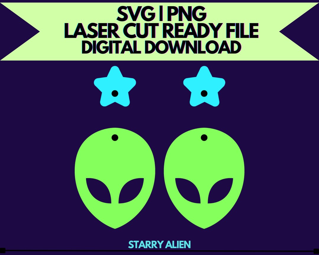 Starry Alien SVG & PNG Digital File Only for Laser Cutting - Etsy