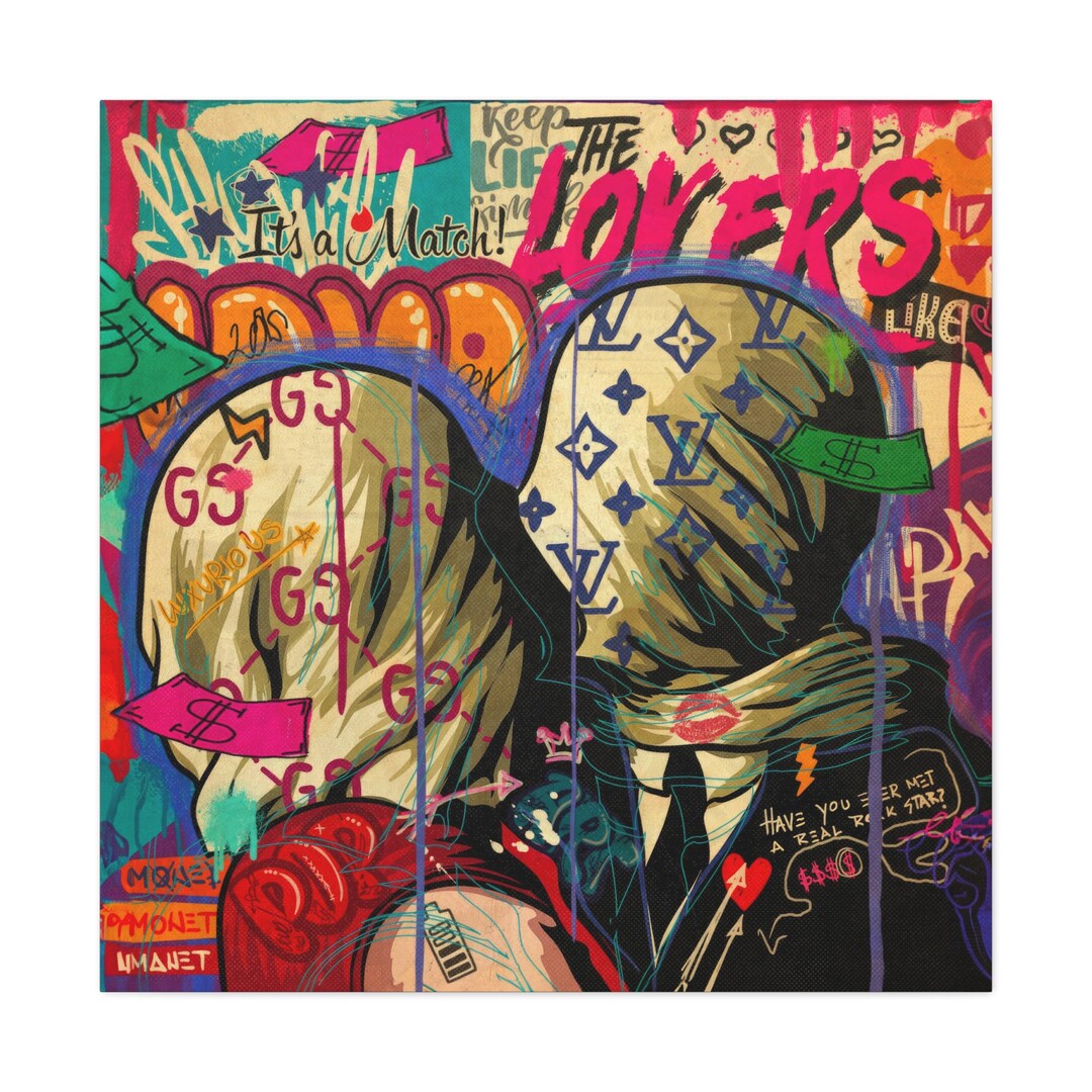 The Lovers Luxury Label Kiss Graffiti Pop Art Modern Print - Etsy