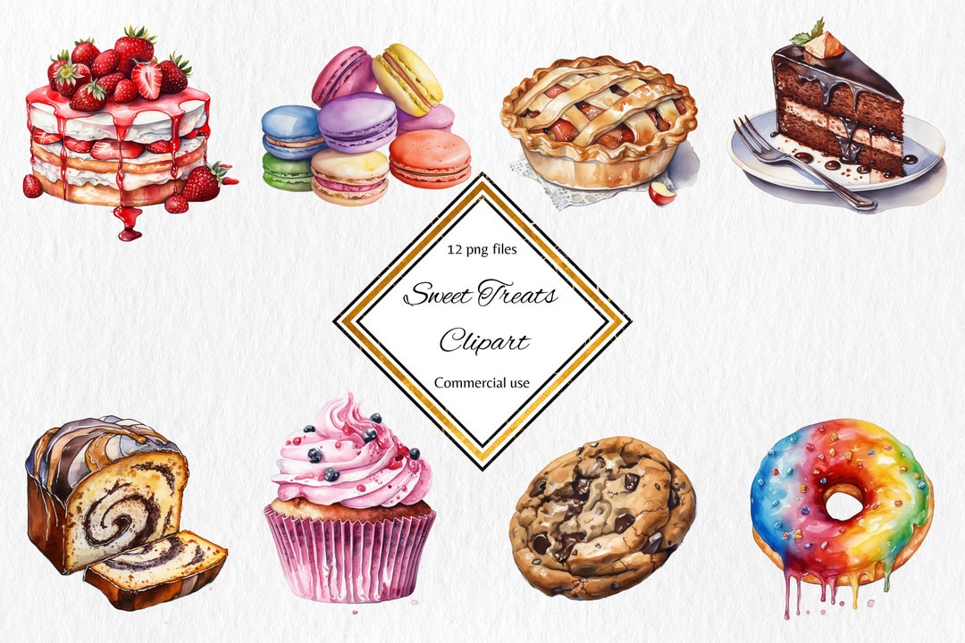 Sweet Treats Clipart Pastries Clipart Set Cake Clipart - Etsy