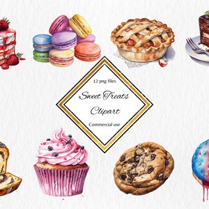 Sweet Treats Clipart Pastries Clipart Set Cake Clipart - Etsy