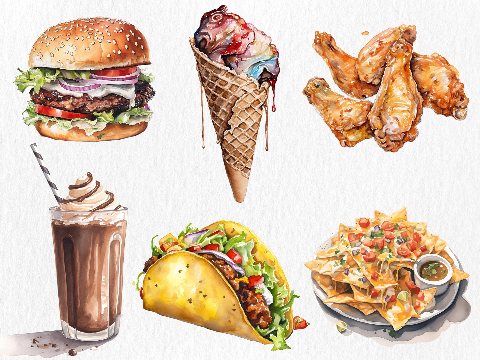 Fast Food Clipart Bundle, Fries Clipart, Burger Png, Ice Cream Clipart ...