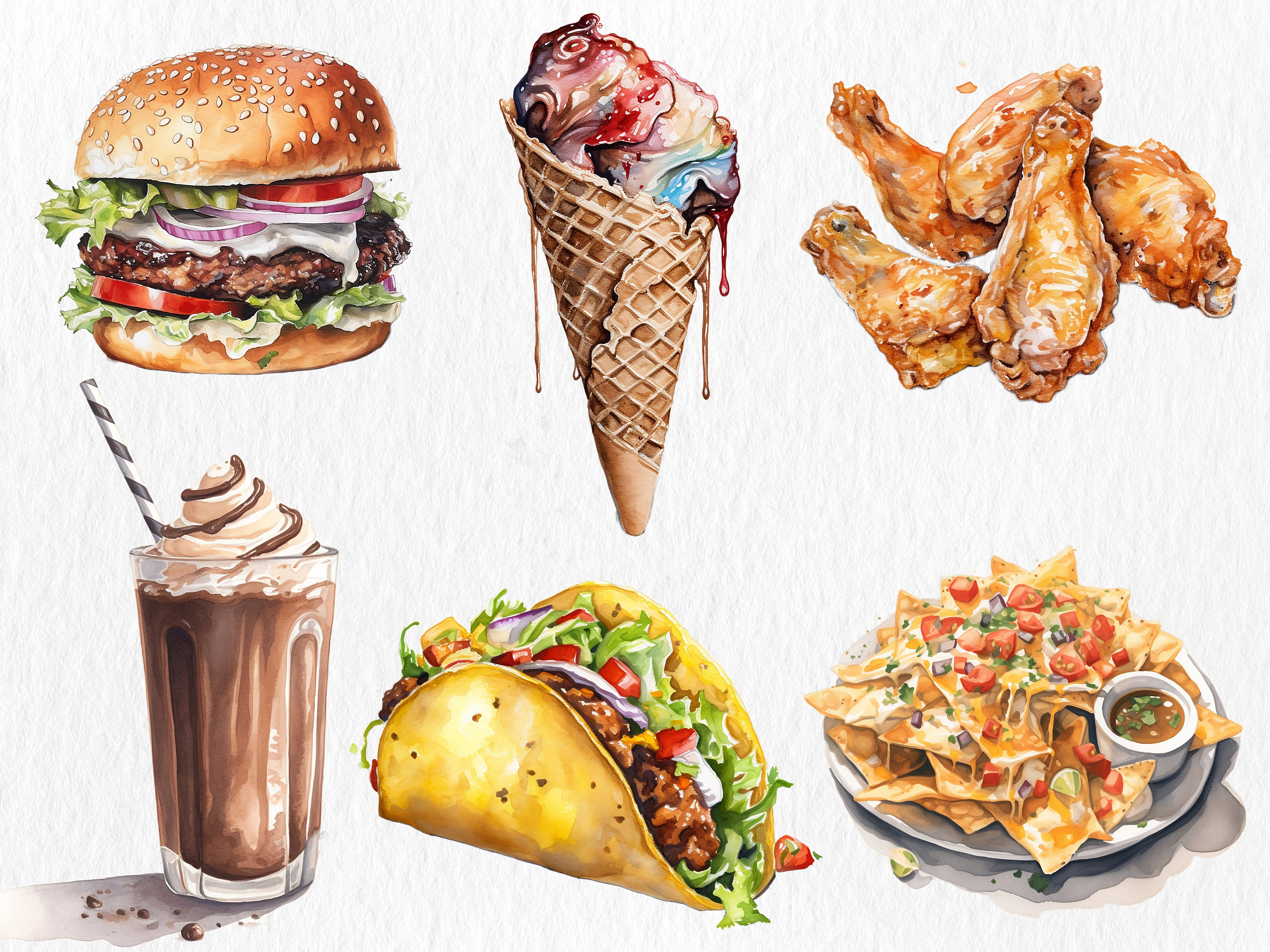 Fast Food Clipart Bundle, Fries Clipart, Burger Png, Ice Cream Clipart ...