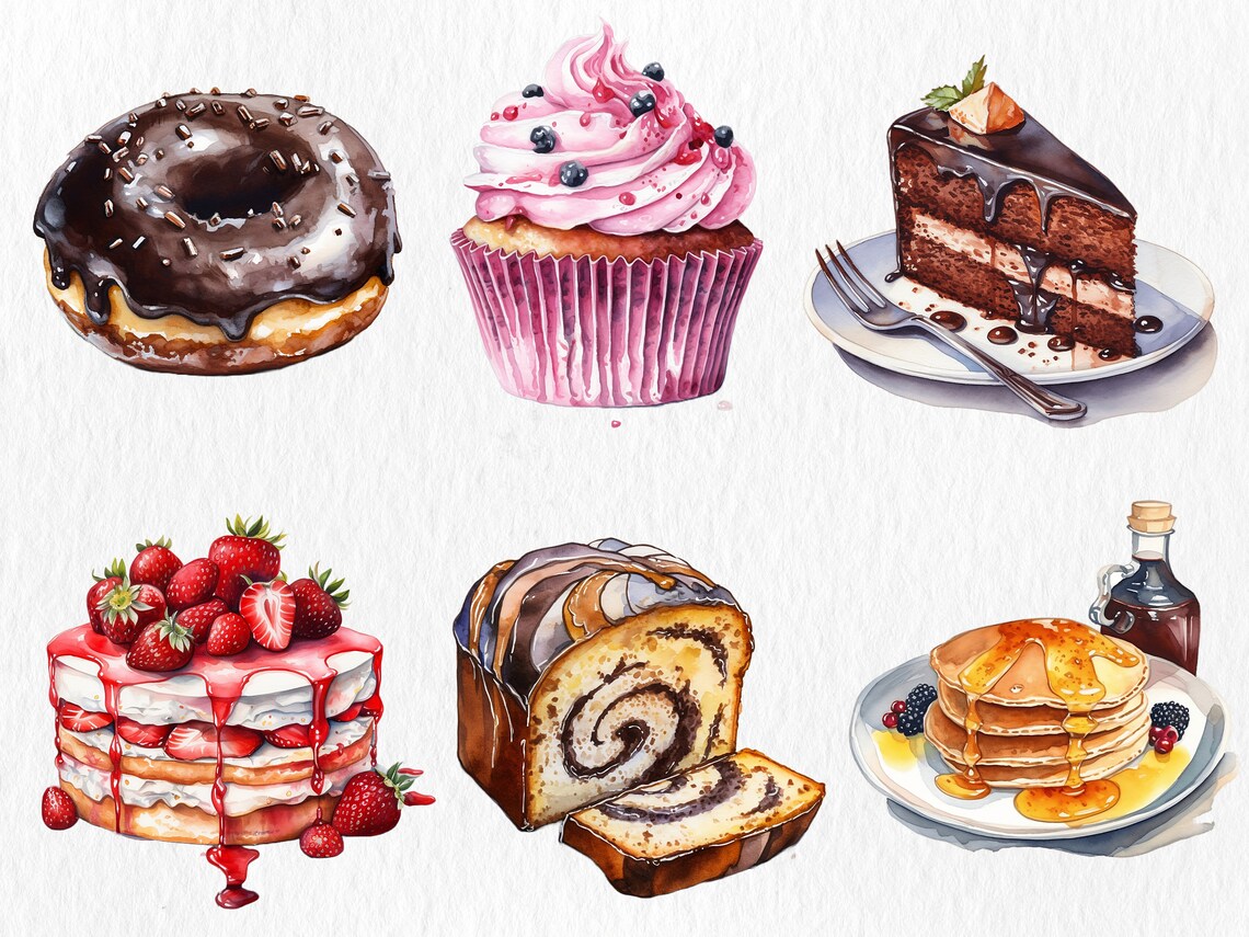 Sweet Treats Clipart Pastries Clipart Set Cake Clipart - Etsy