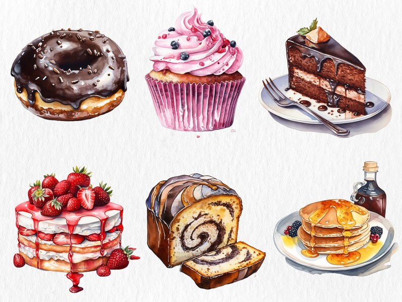 Sweet Treats Clipart Pastries Clipart Set Cake Clipart - Etsy