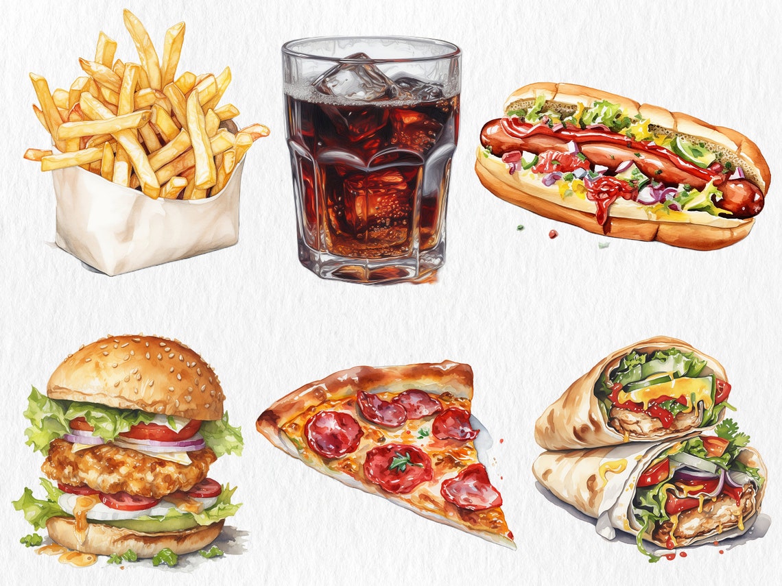 Fast Food Clipart Bundle, Fries Clipart, Burger Png, Ice Cream Clipart ...