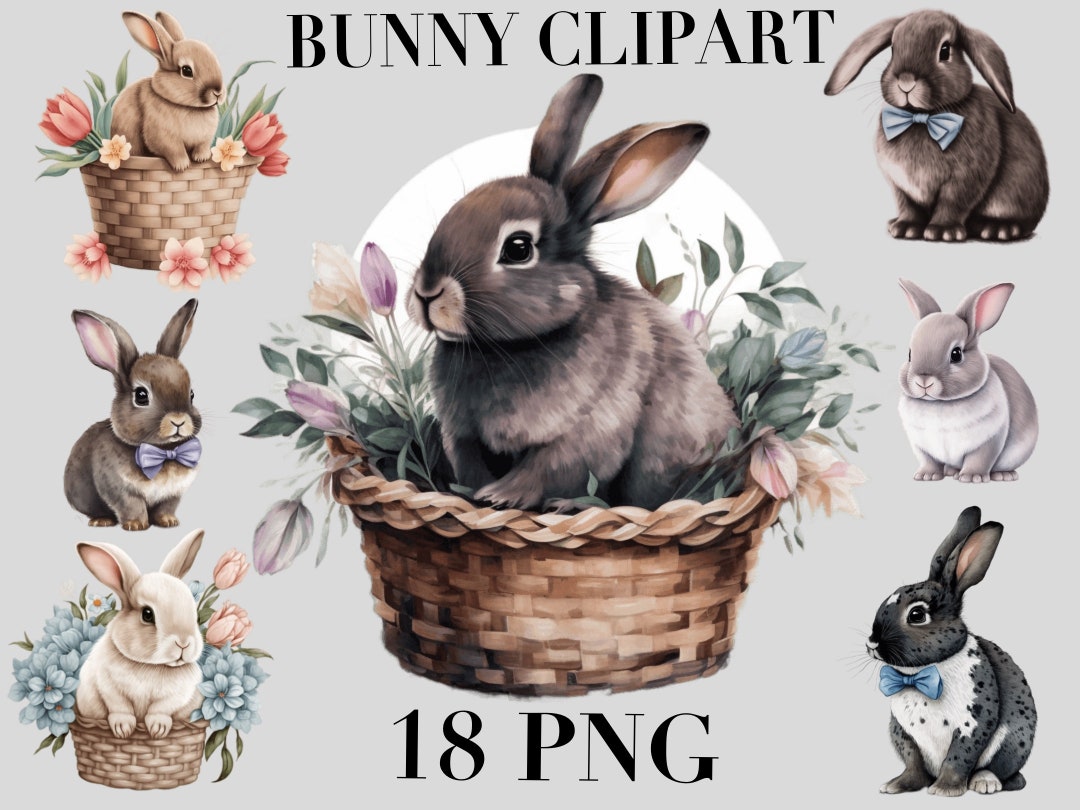 Bunny Clipart, Watercolor Bunny Clip Art, Easter Bunny Png, Watercolor ...