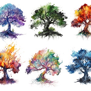 Fantasy Tree Clipart, Watercolor Trees Png, Magic Tree Art, Commercial ...