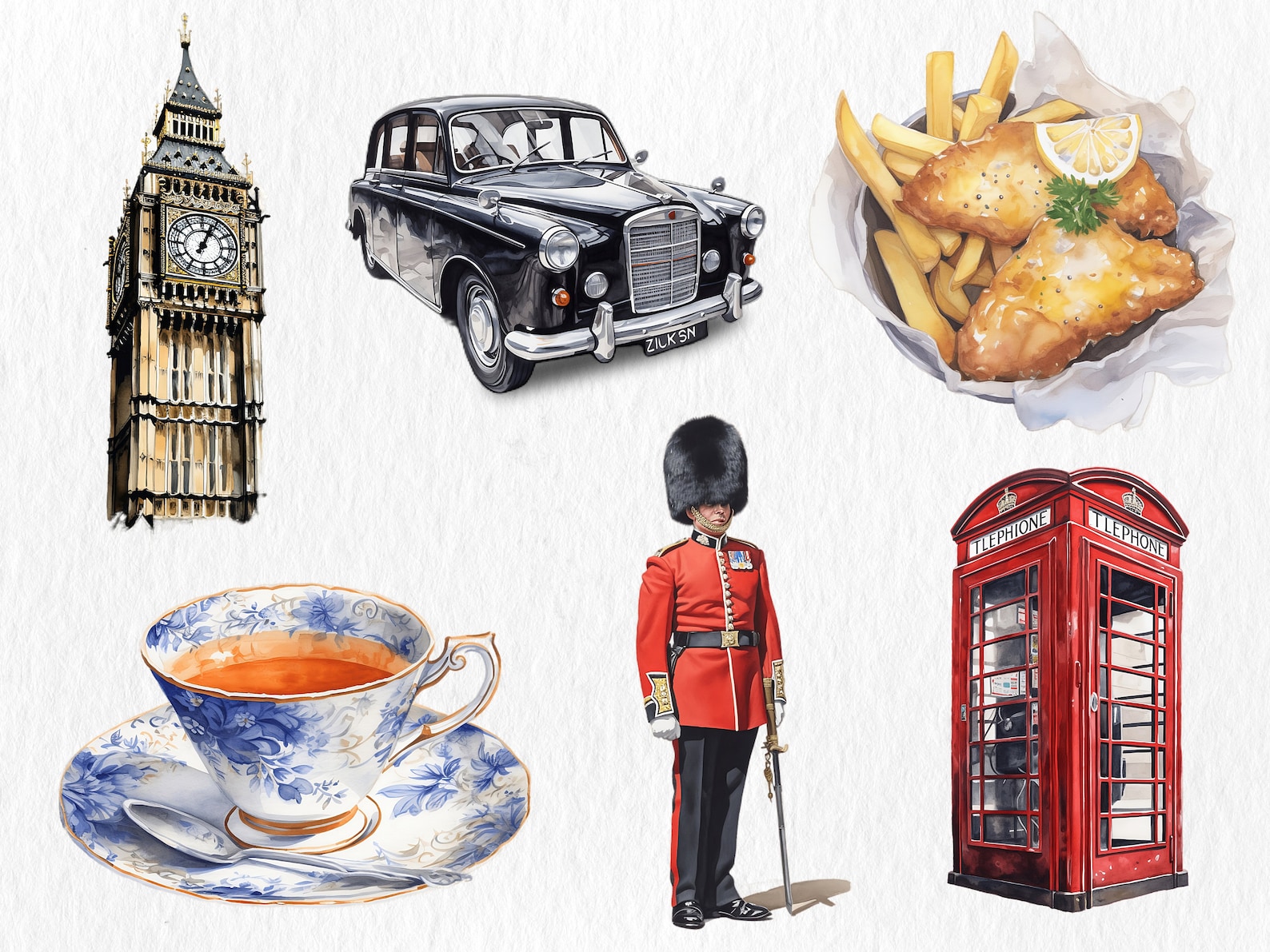 Great Britain Clipart, Britain Clipart Bundle, English Stereotypres Art ...