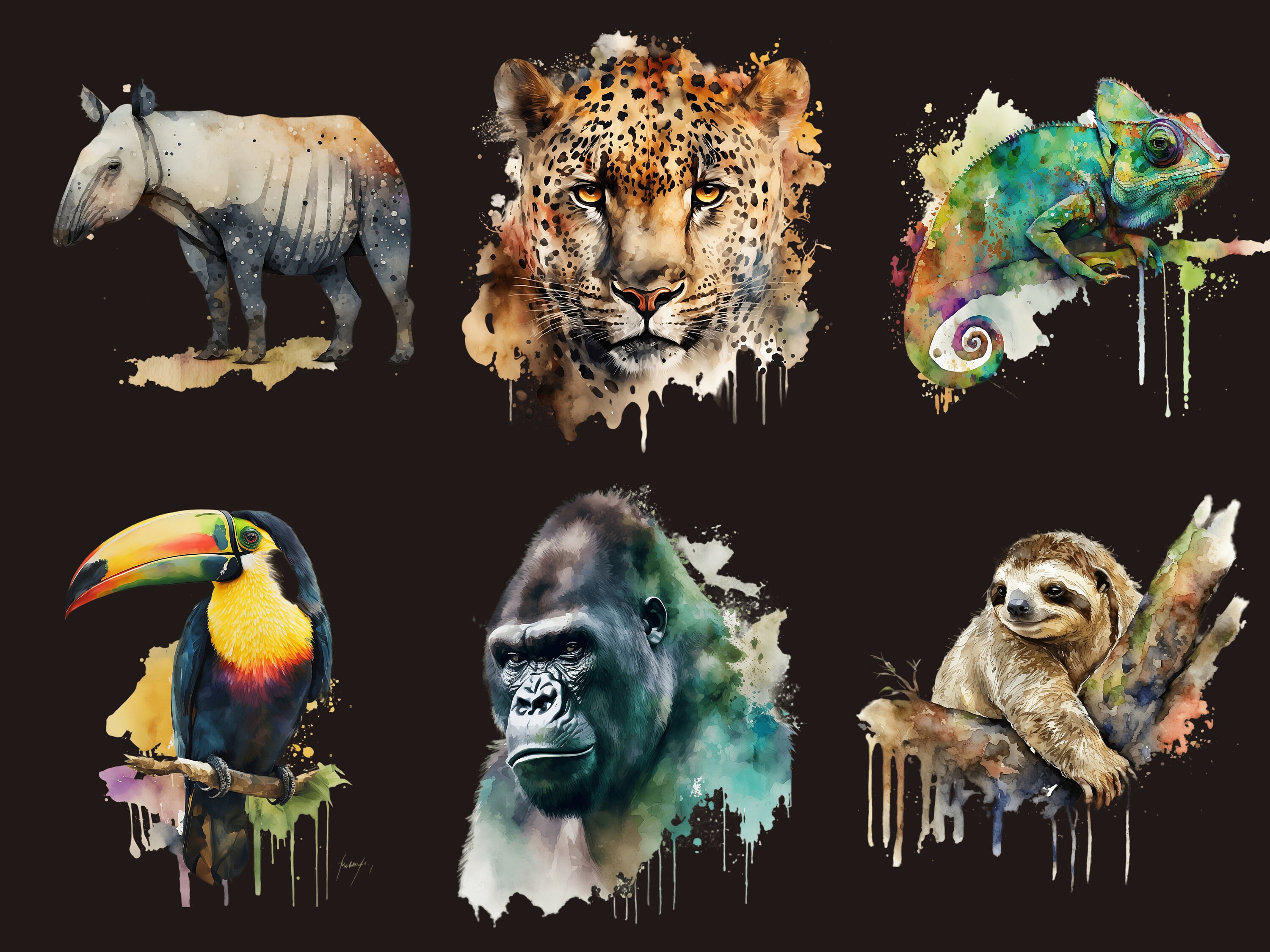 Jungle Wildlife Clipart, Jungle Animals Clipart Set, Commercial Use ...