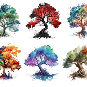 Fantasy Tree Clipart, Watercolor Trees Png, Magic Tree Art, Commercial ...