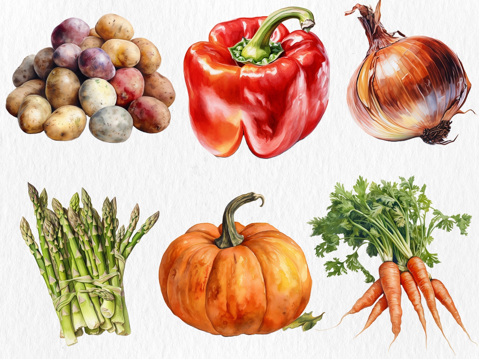 Vegetables Clipart Set, Cauliflower Clipart, Tomato Png, Asparagus Clip ...