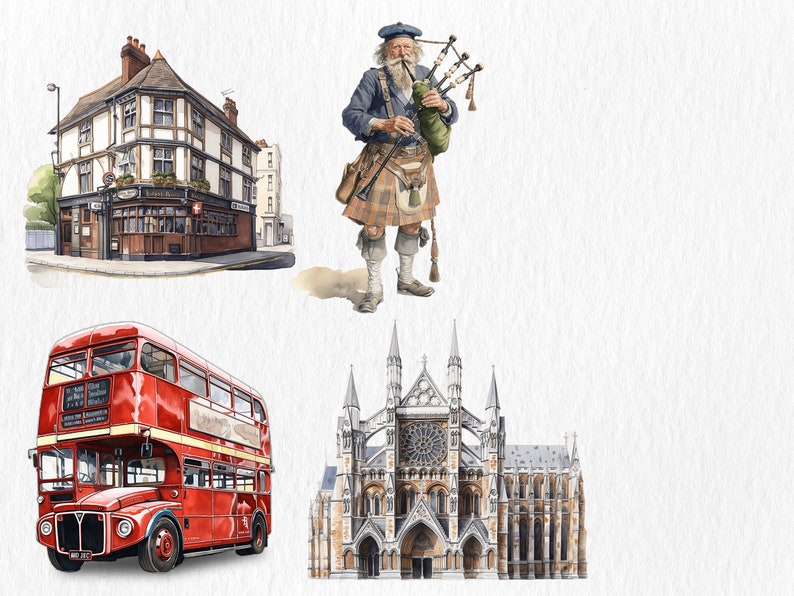 Great Britain Clipart Britain Clipart Bundle English - Etsy