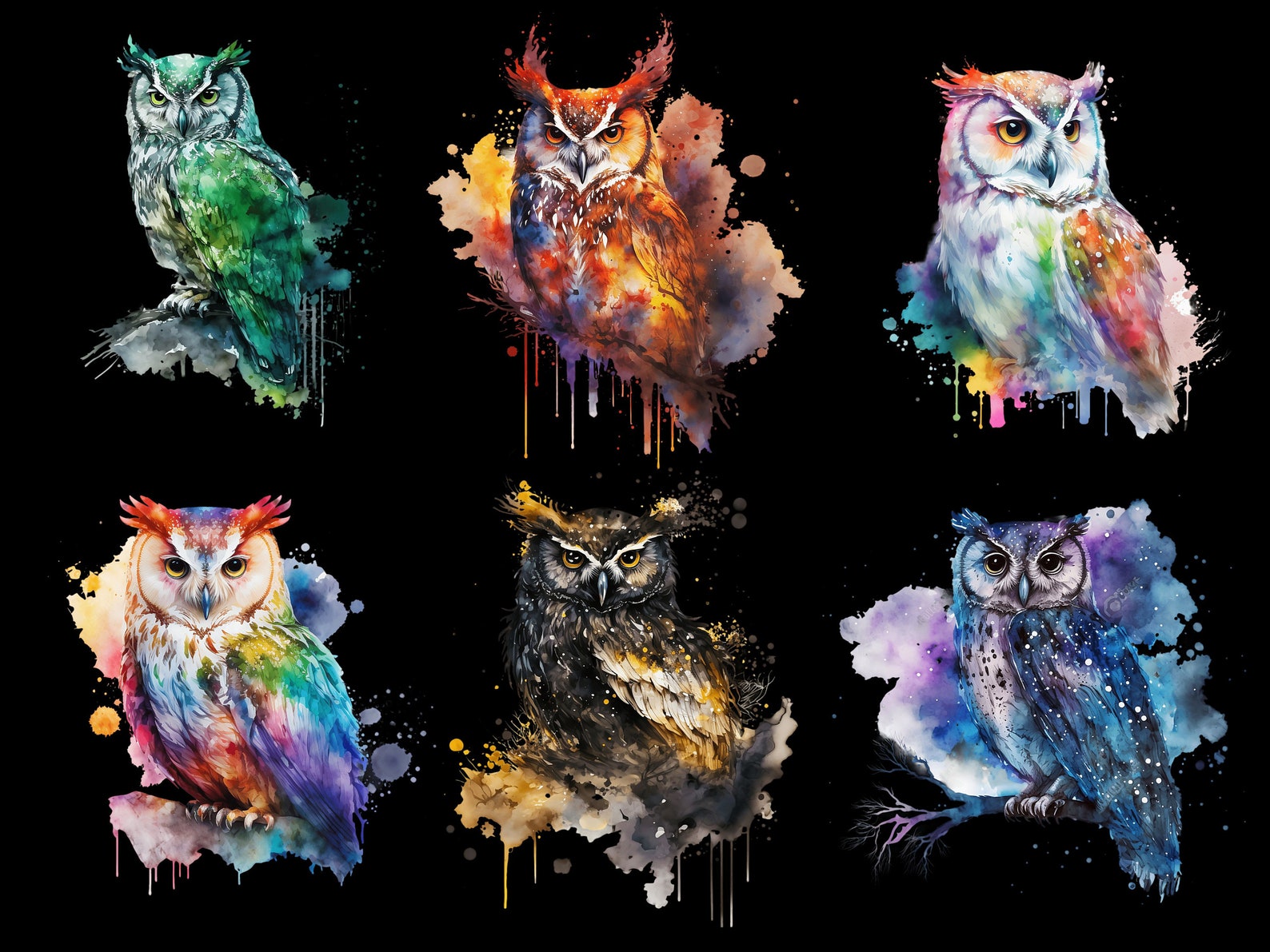 Fantasy Owls Clipart Set, Magical Owls Clipart, Fantasy Forest Clipart ...