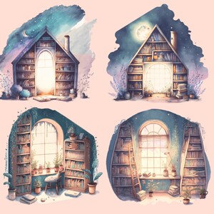 Booklover Clipart, Books Clip Art, Home Library Png, Watercolor ...