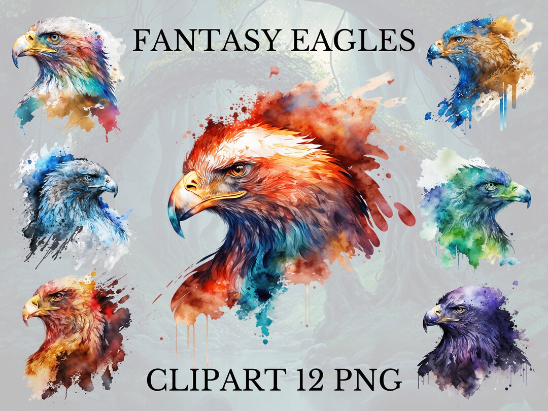 Fantasy Eagles Clipart Watercolor Eagle Clipart Bundle - Etsy